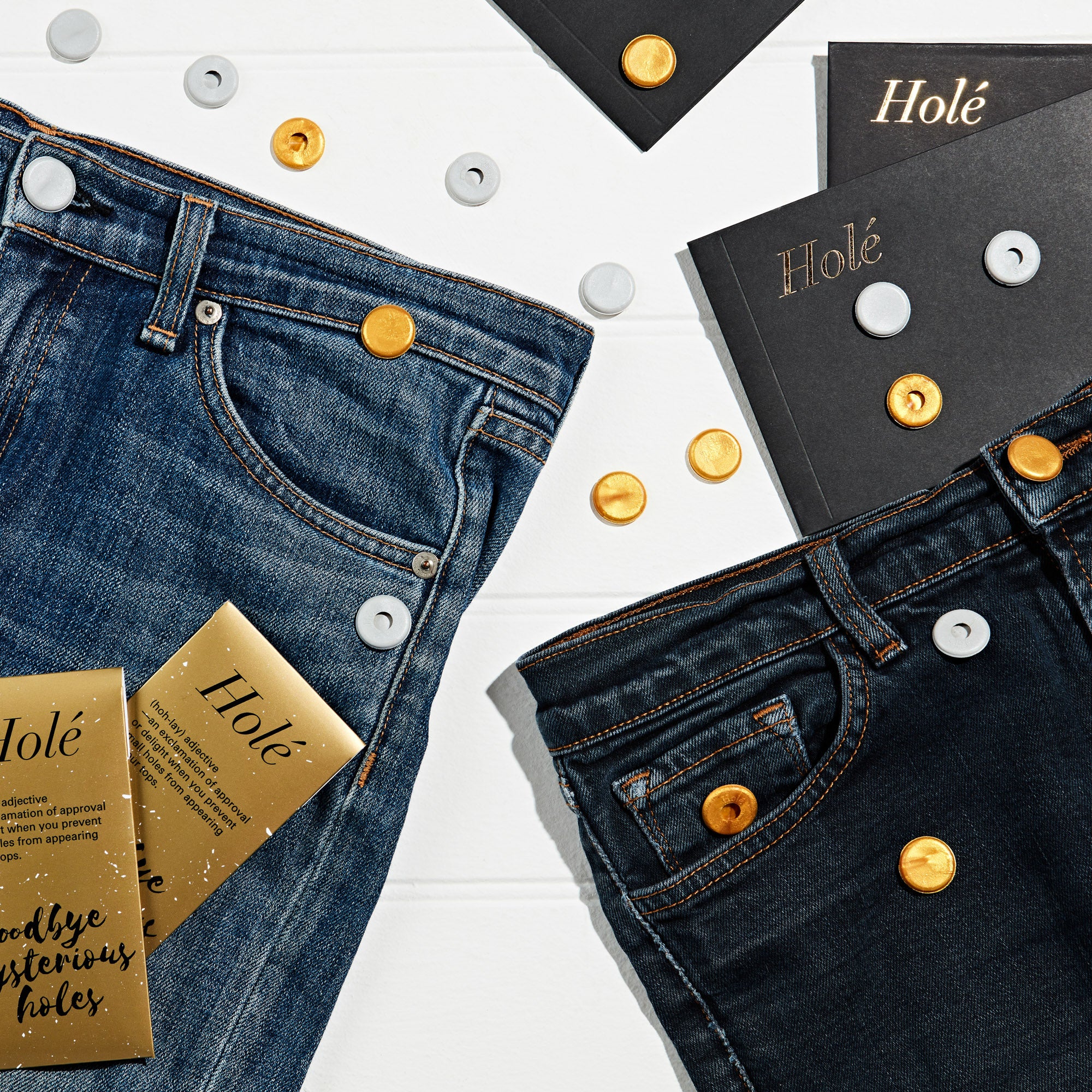 Holé Button Covers Metallic | Gold Jean Button Covers